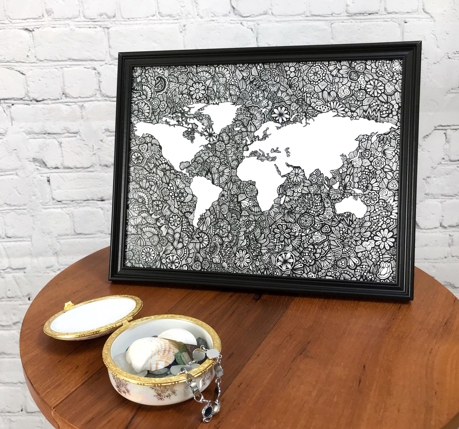 World Map - Zentangle Map - Art Print - Map Artwork - Wall Decor ...