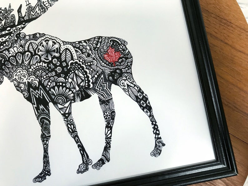 Canada Moose Maple Leaf Moose Zentangle Art Print - Etsy Canada