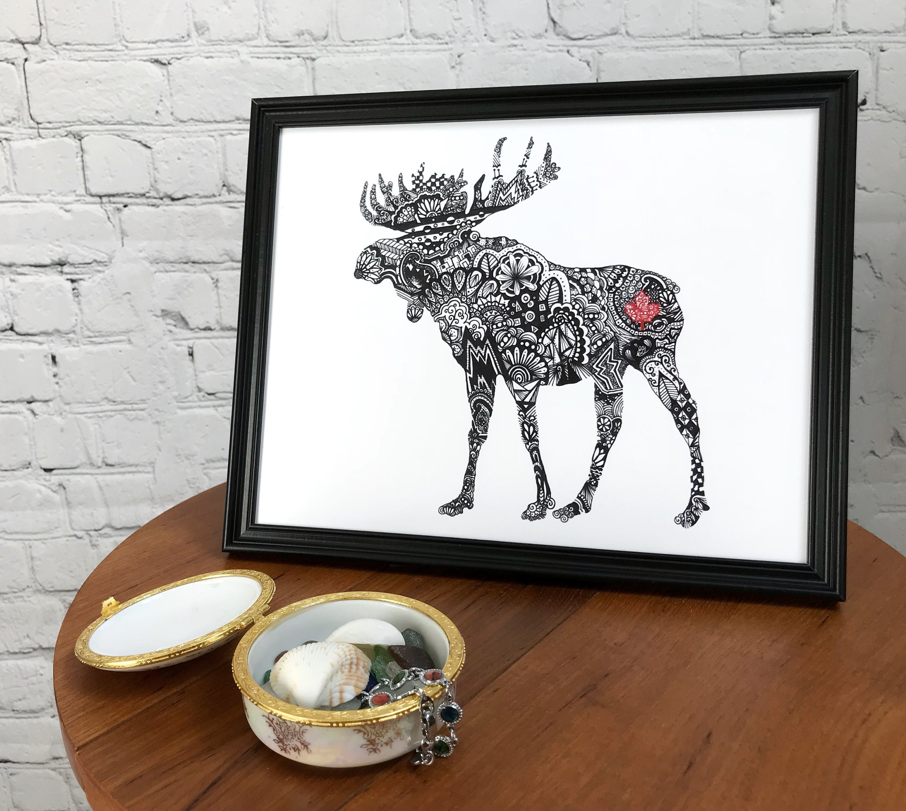 Canada Moose Maple Leaf Moose Zentangle Art Print | Etsy Canada