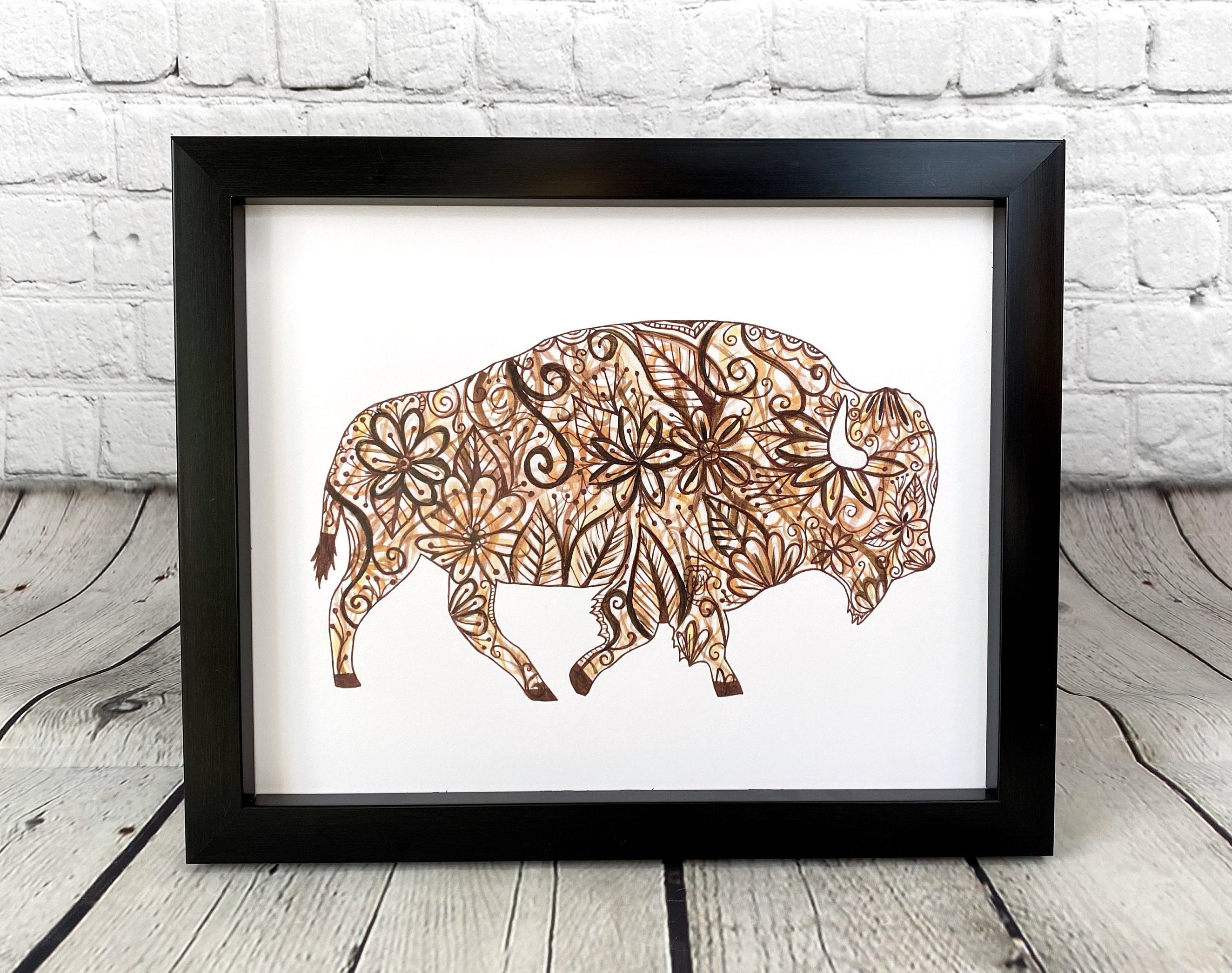 Bison Zentangle - Bison Art Print - Wall Hangings - Bison Artwork ...