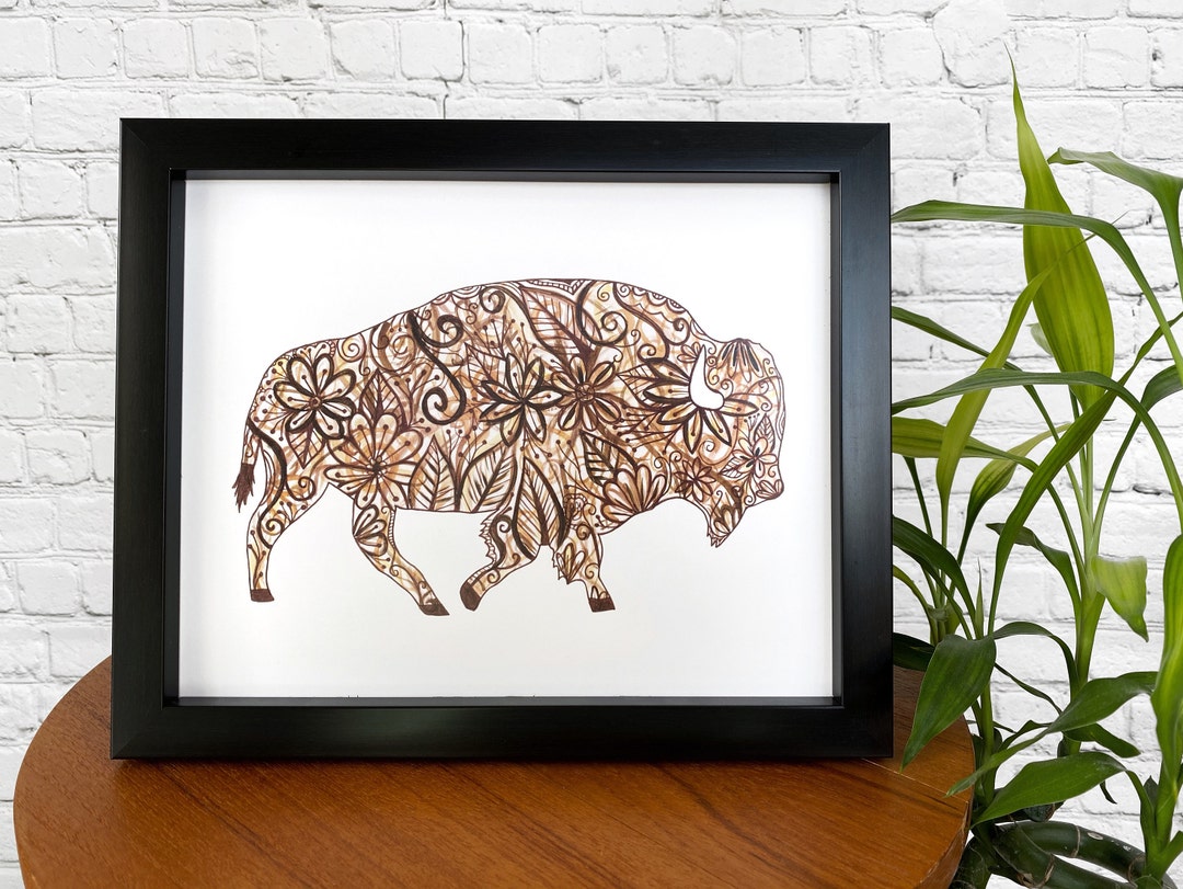 Bison Zentangle - Bison Art Print - Wall Hangings - Bison Artwork ...