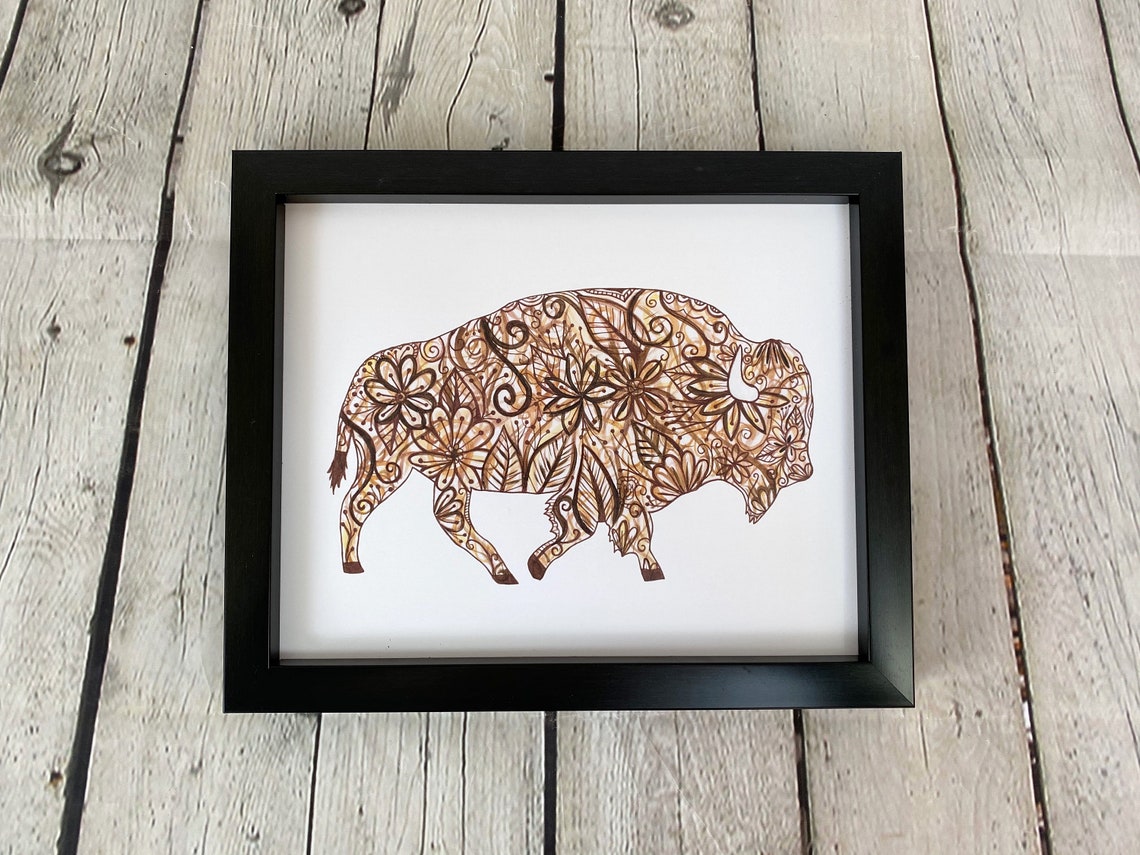 Bison Zentangle - Bison Art Print - Wall Hangings - Bison Artwork ...