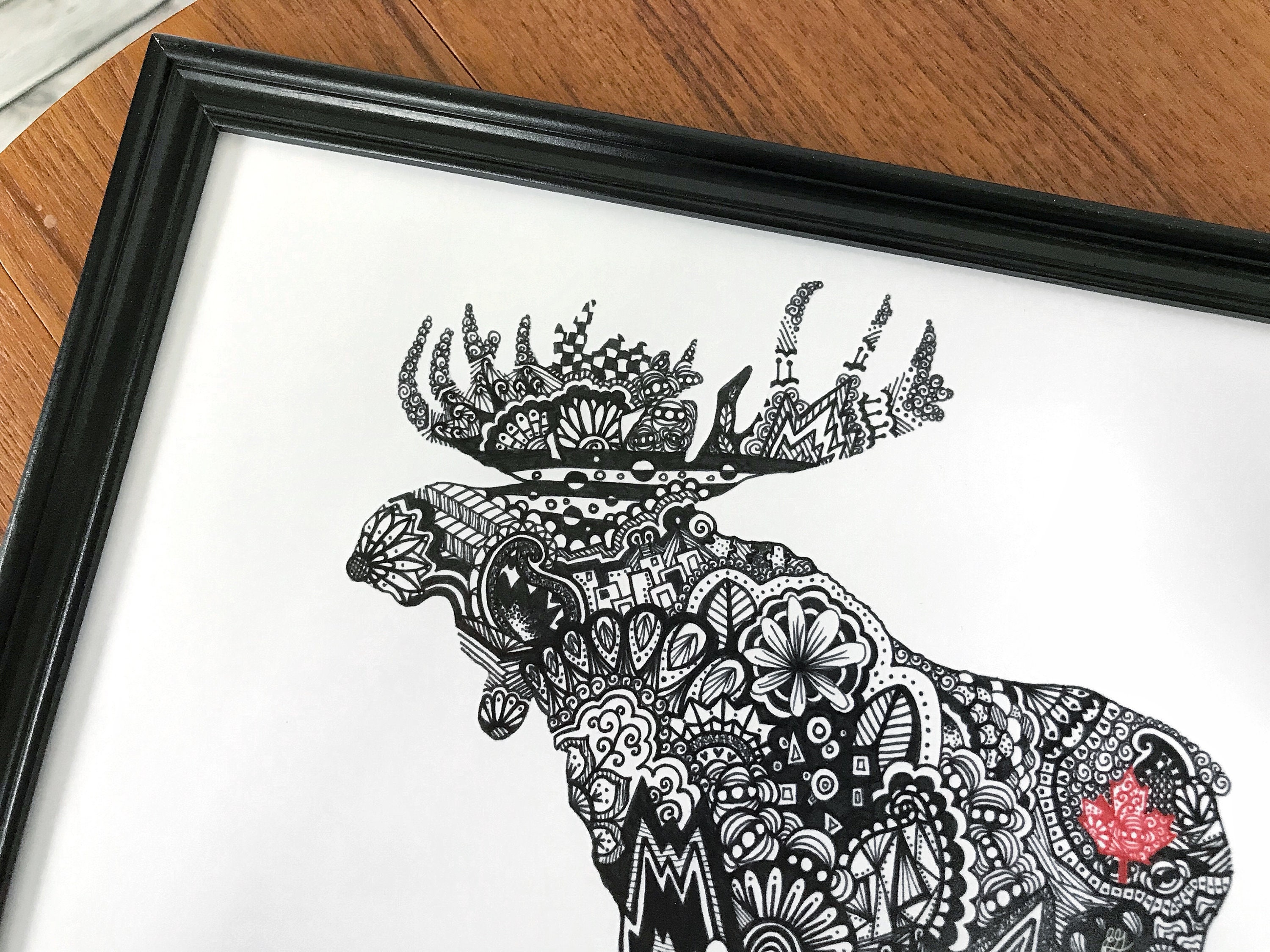 Canada Moose Maple Leaf Moose Zentangle Art Print | Etsy Canada