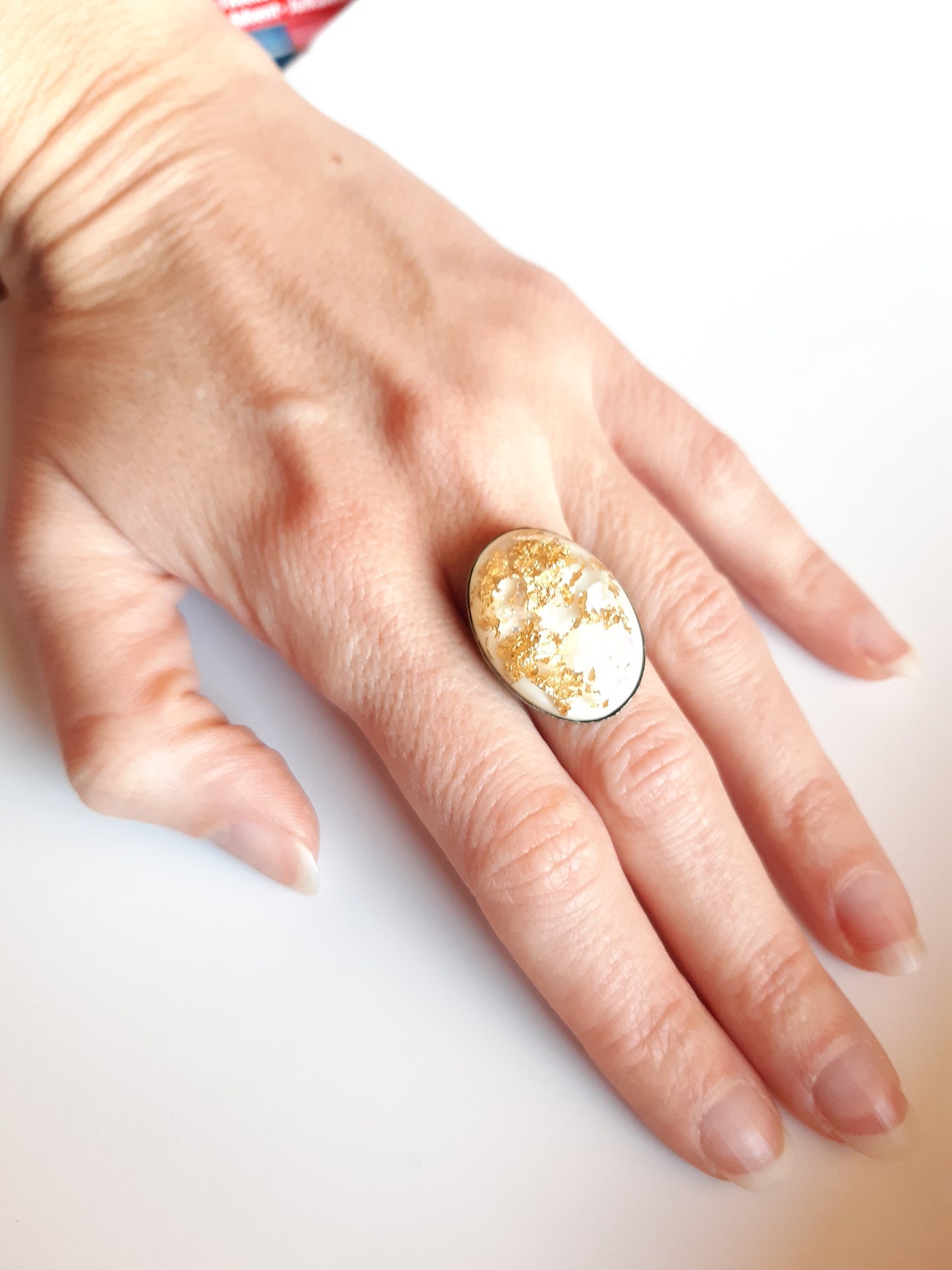 Gold Flakes Ring White Ring Adjustable Ring Gift for Her - Etsy