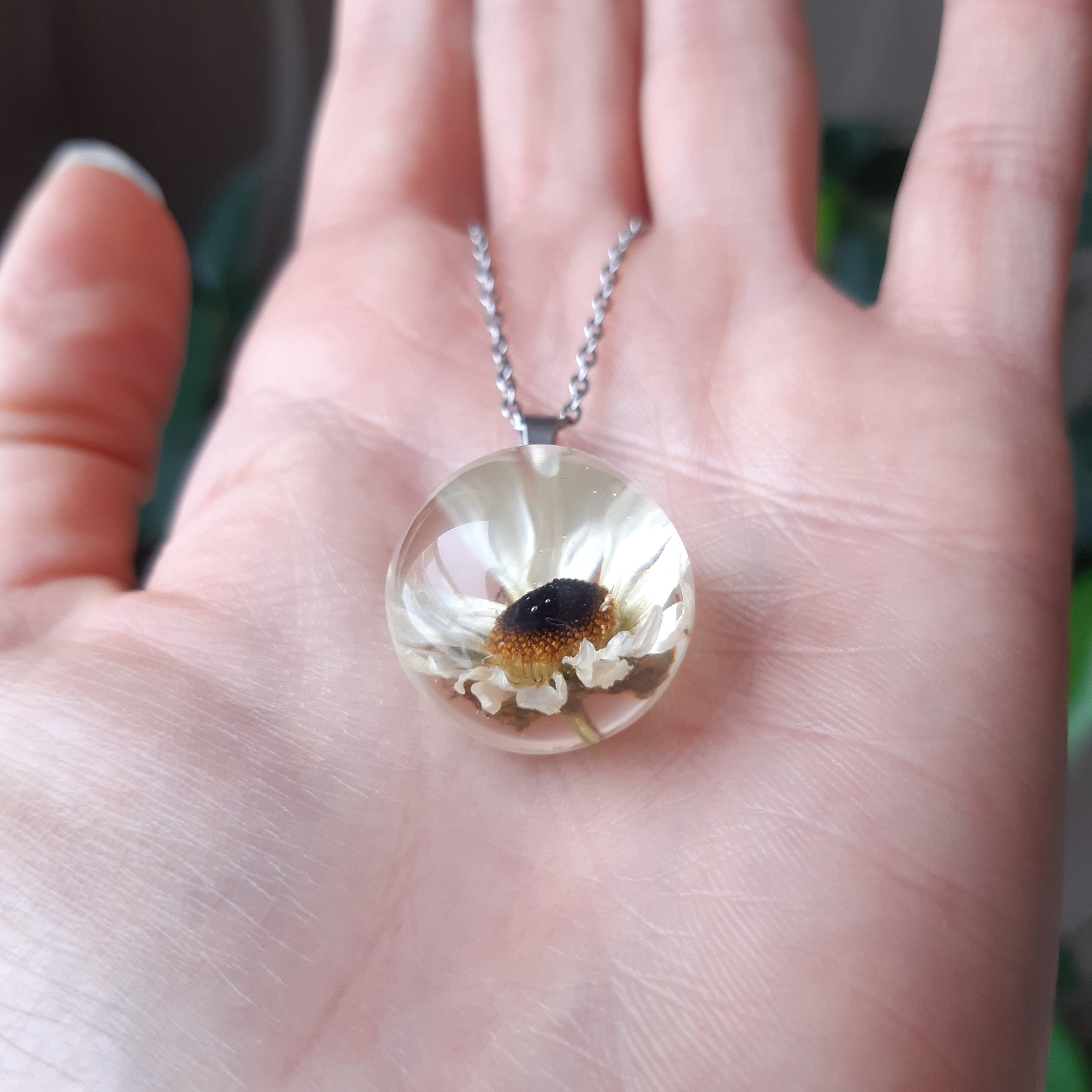 Flower Pendnt Sphere Pendat Gift for Her White Pendant - Etsy