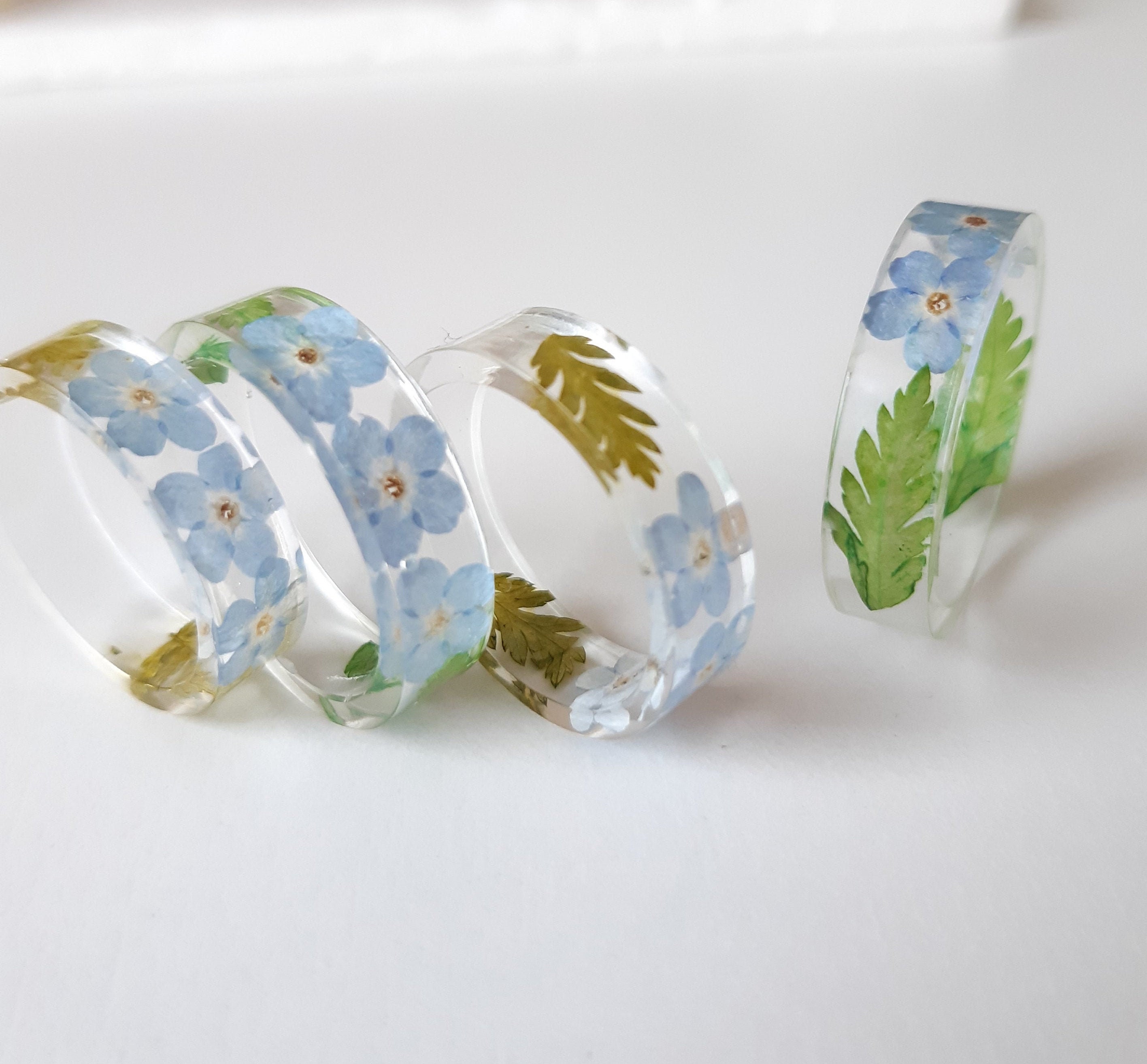 Pressed flower ring botanical ring forget me not ring gift | Etsy