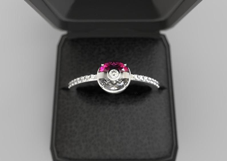 Pokemon Pokeball Inspired Pokemon Engagement Ring Nintendo - Etsy