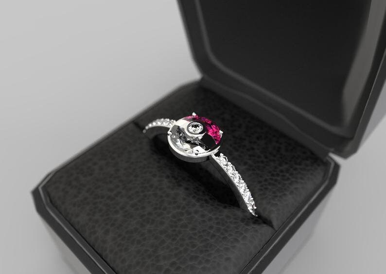 Pokemon Pokeball Inspired Pokemon Engagement Ring Nintendo - Etsy