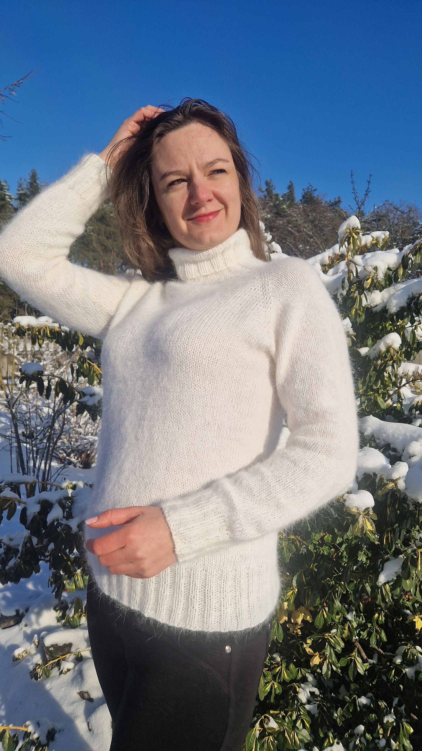 White Knitted Angora Sweater Soft Fluffy Pullover Color Choice Sweater ...