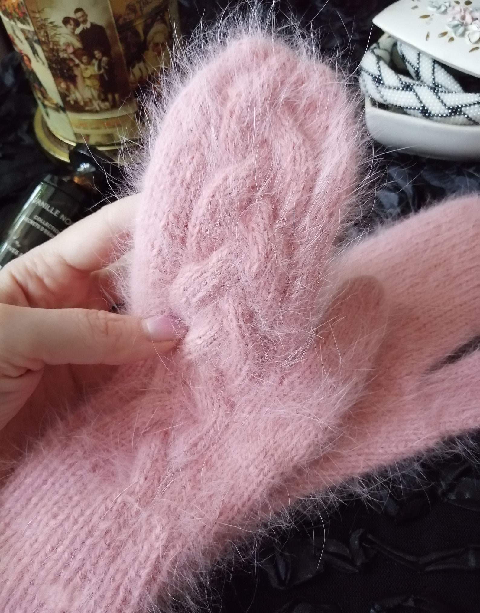 Knitted Angora Mittens: Fluffy Winter Gloves - Etsy