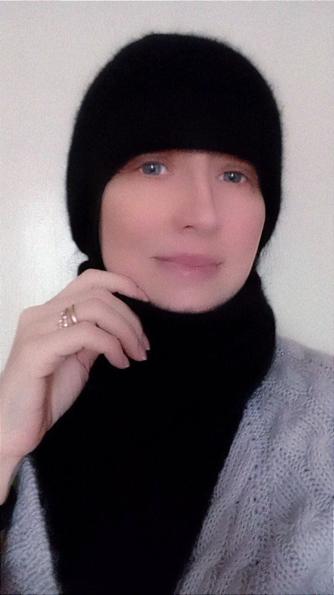 Black Set Angora Hat and Snood Fluffy Angora Accessory for Women Warn ...