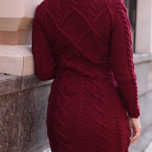 Bordo Knitted Dress With Braids and Arana Winter Elegant Knit Dress ...