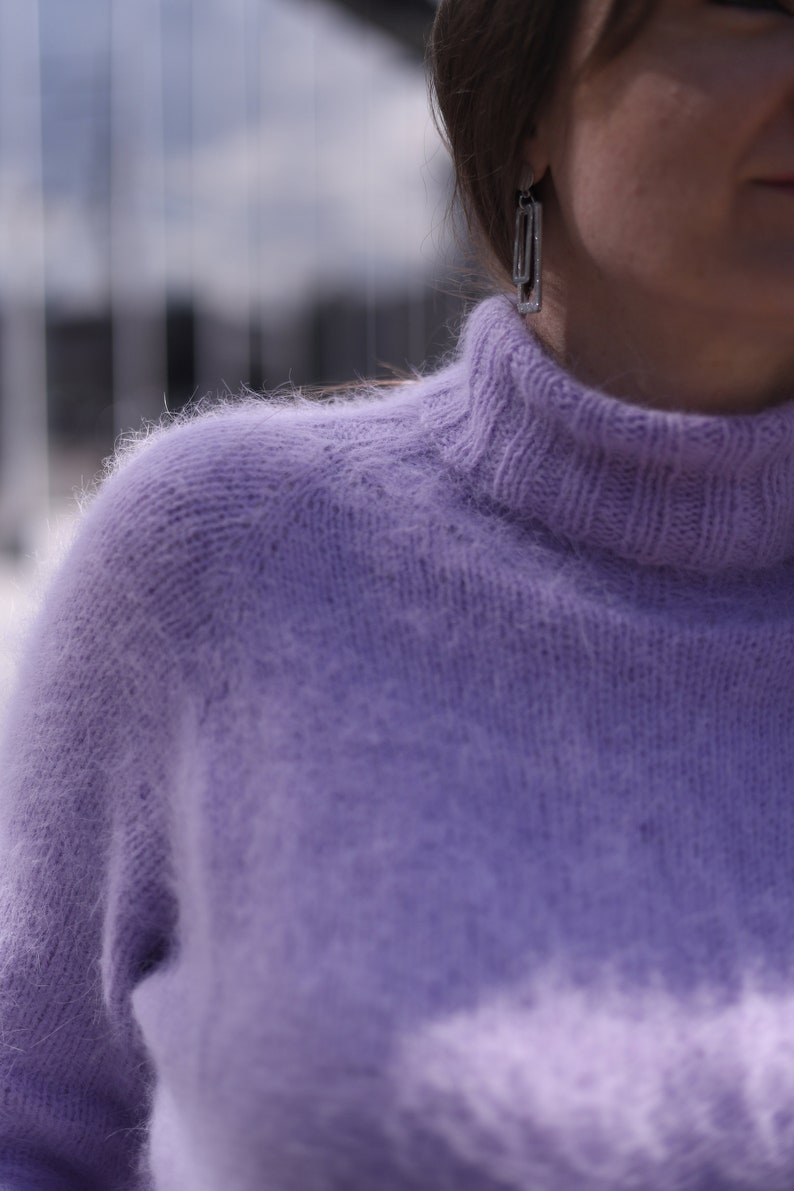 Delicate Knitted Angora Sweater Soft Fluffy Lavander Sweater Fluffy ...