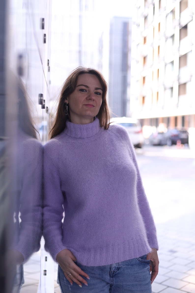 Delicate Knitted Angora Sweater Soft Fluffy Lavander Sweater Fluffy ...