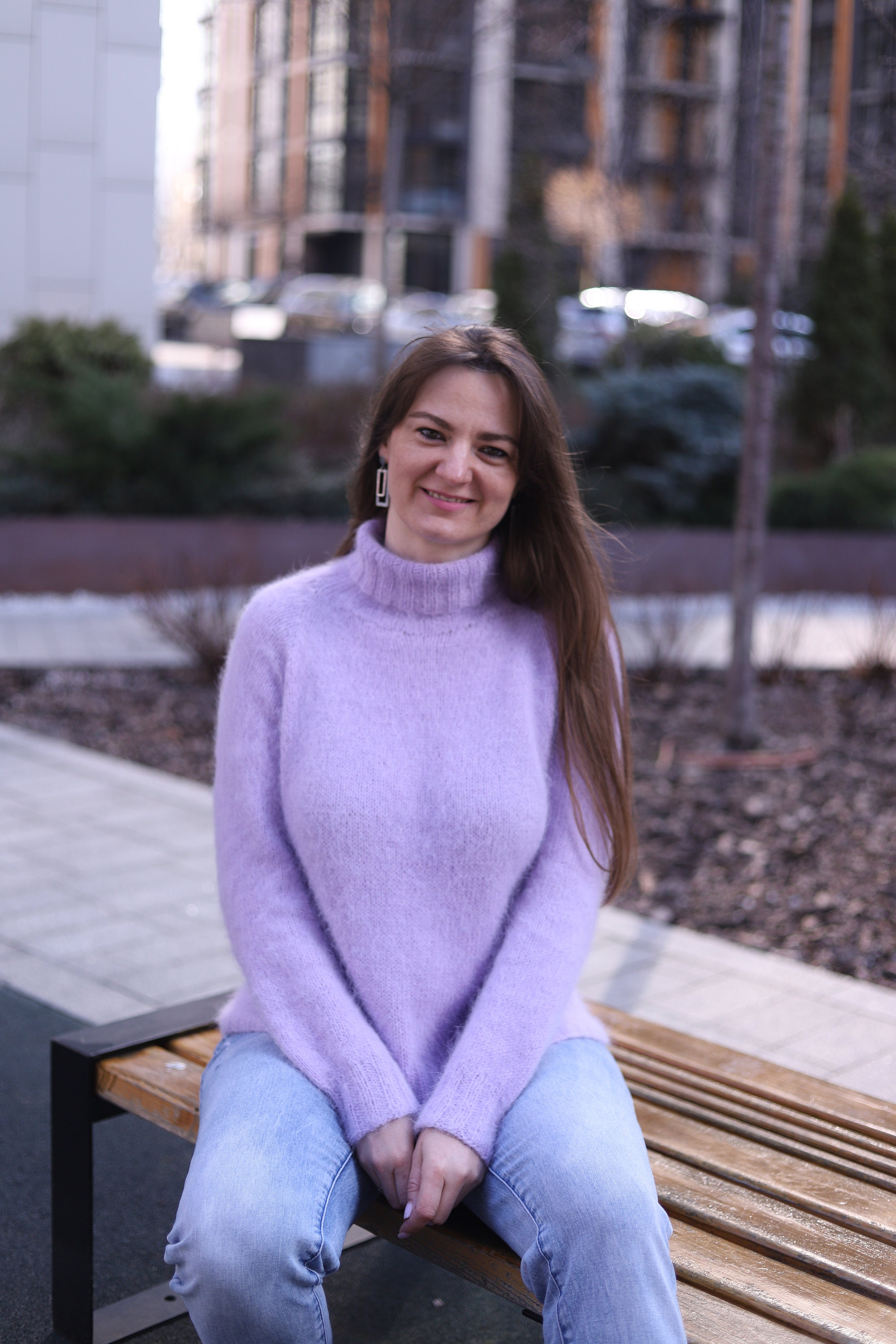 Delicate Knitted Angora Sweater Soft Fluffy Lavander Sweater Fluffy ...