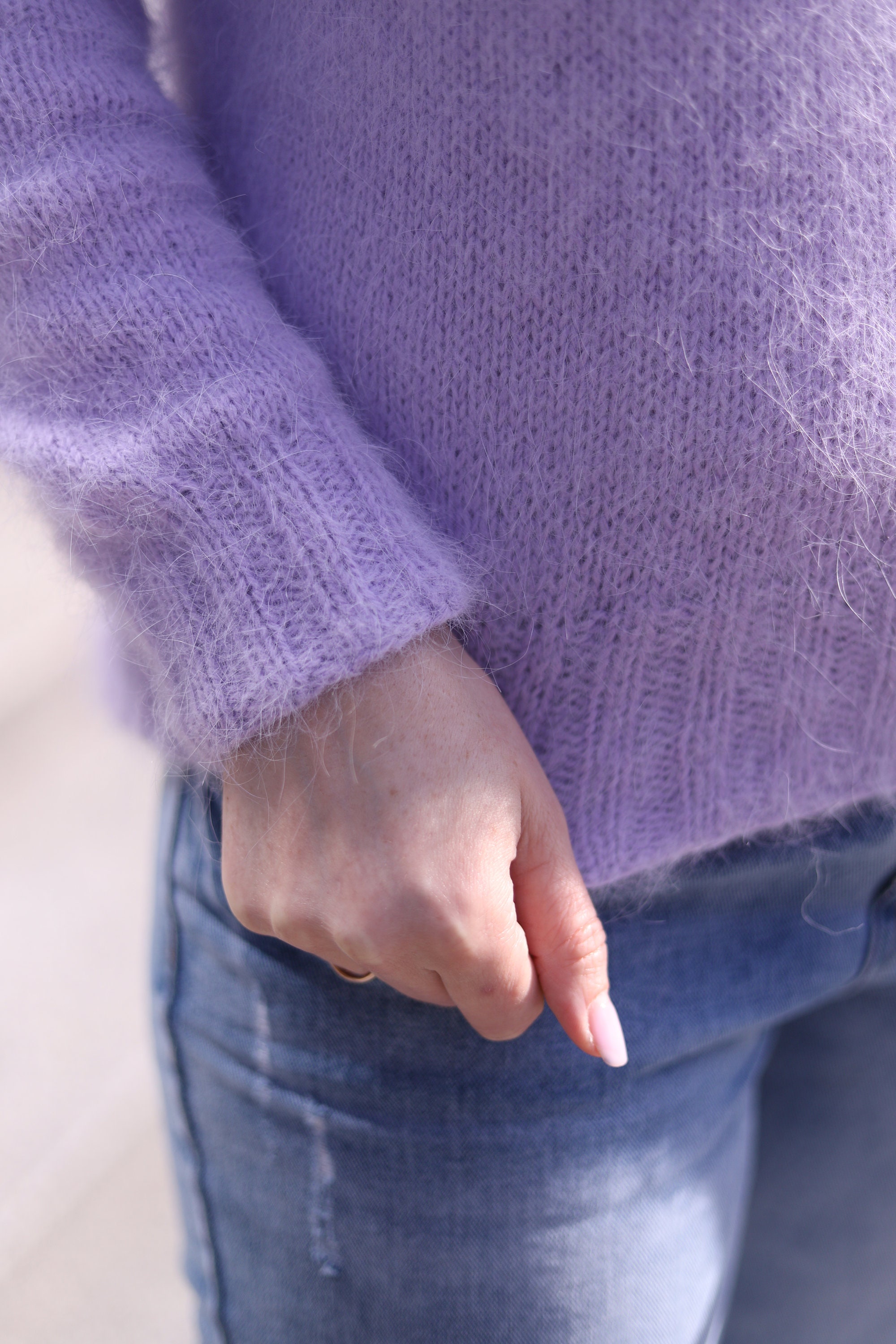 Delicate Knitted Angora Sweater Soft Fluffy Lavander Sweater Fluffy ...