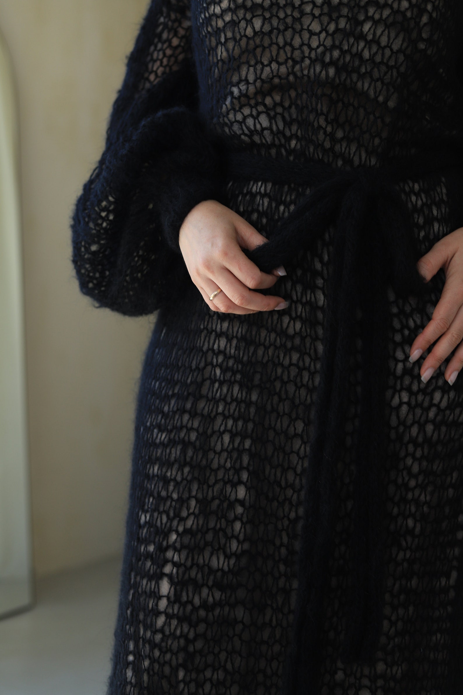 Voluminous Oversize Mohair Mesh Dress Elegant Black Dress Handmade ...