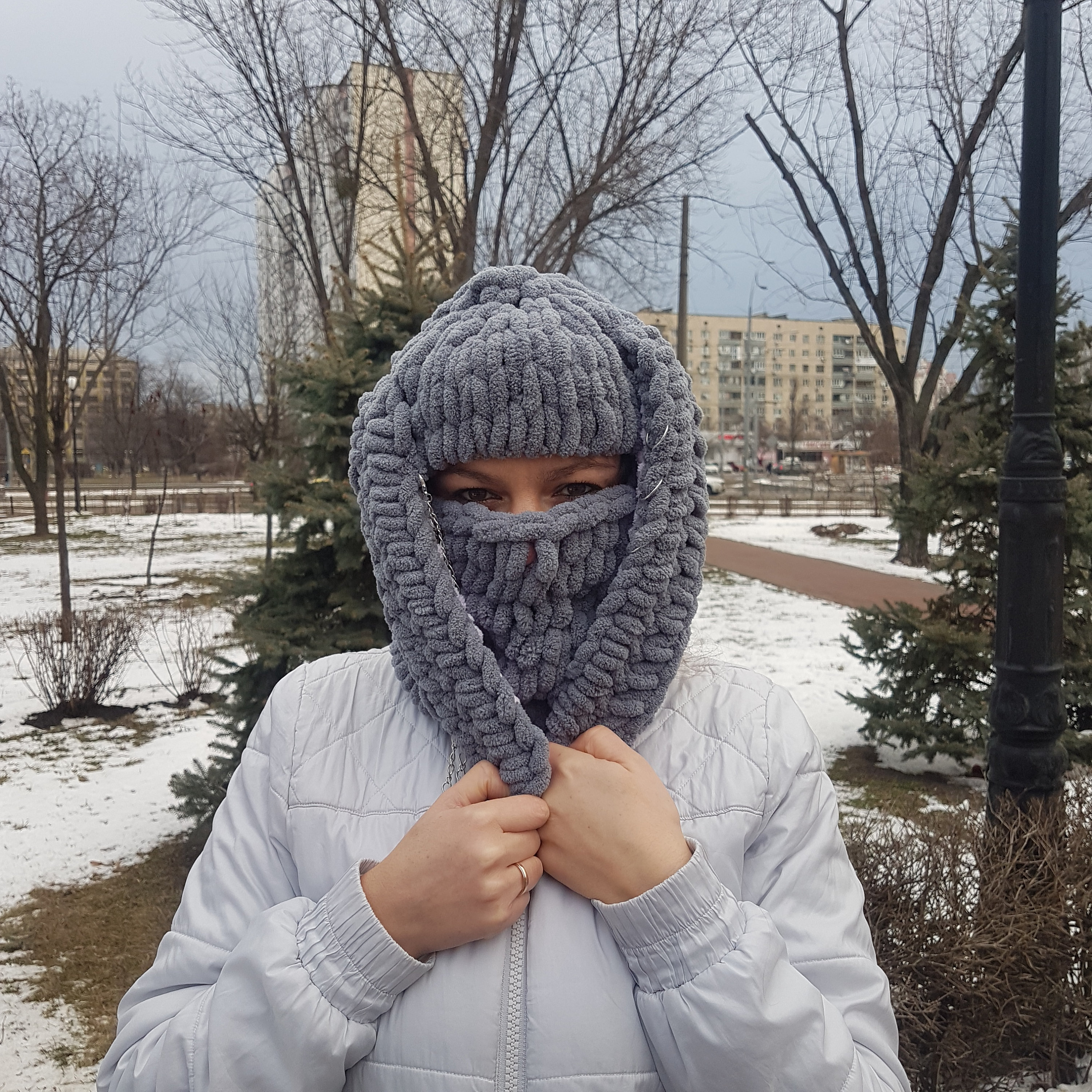 Plush Winter Balaclava With Bunny Ears Ski Mask Winter Hat Animal Funny ...