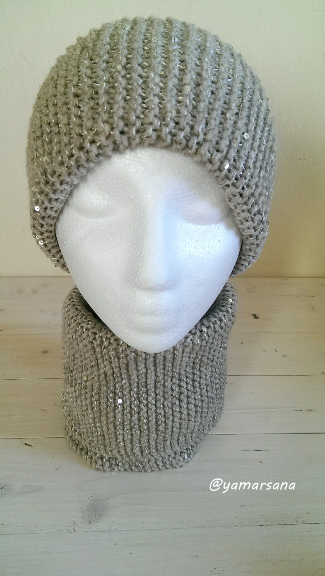 Women Beanie Hat Knit Wool With Sequins Shiny Knit Hat for - Etsy