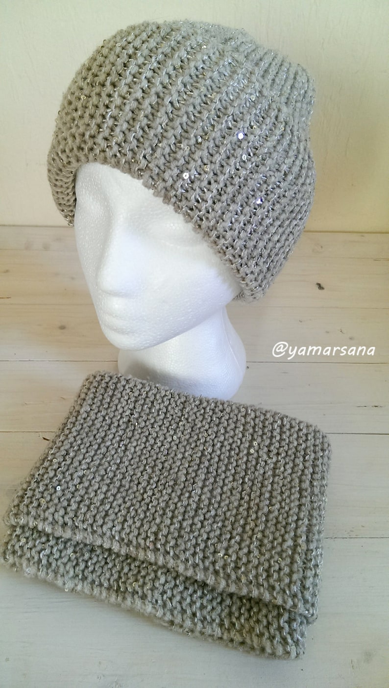 Women Beanie Hat Knit Wool With Sequins Shiny Knit Hat for - Etsy
