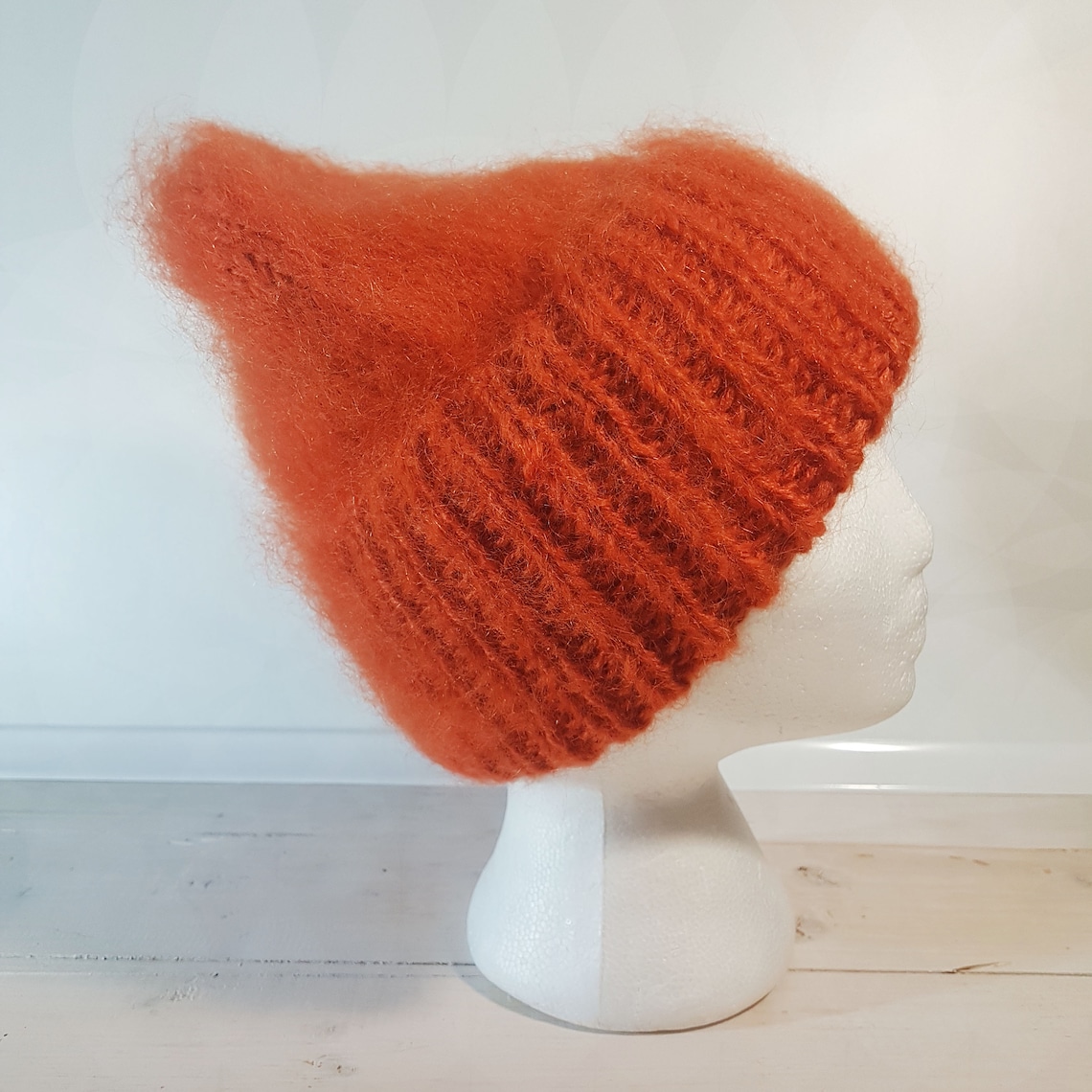 Fluffy Mohair Hat for Women Orange Fluffy Volumetric Cap Terracotta ...
