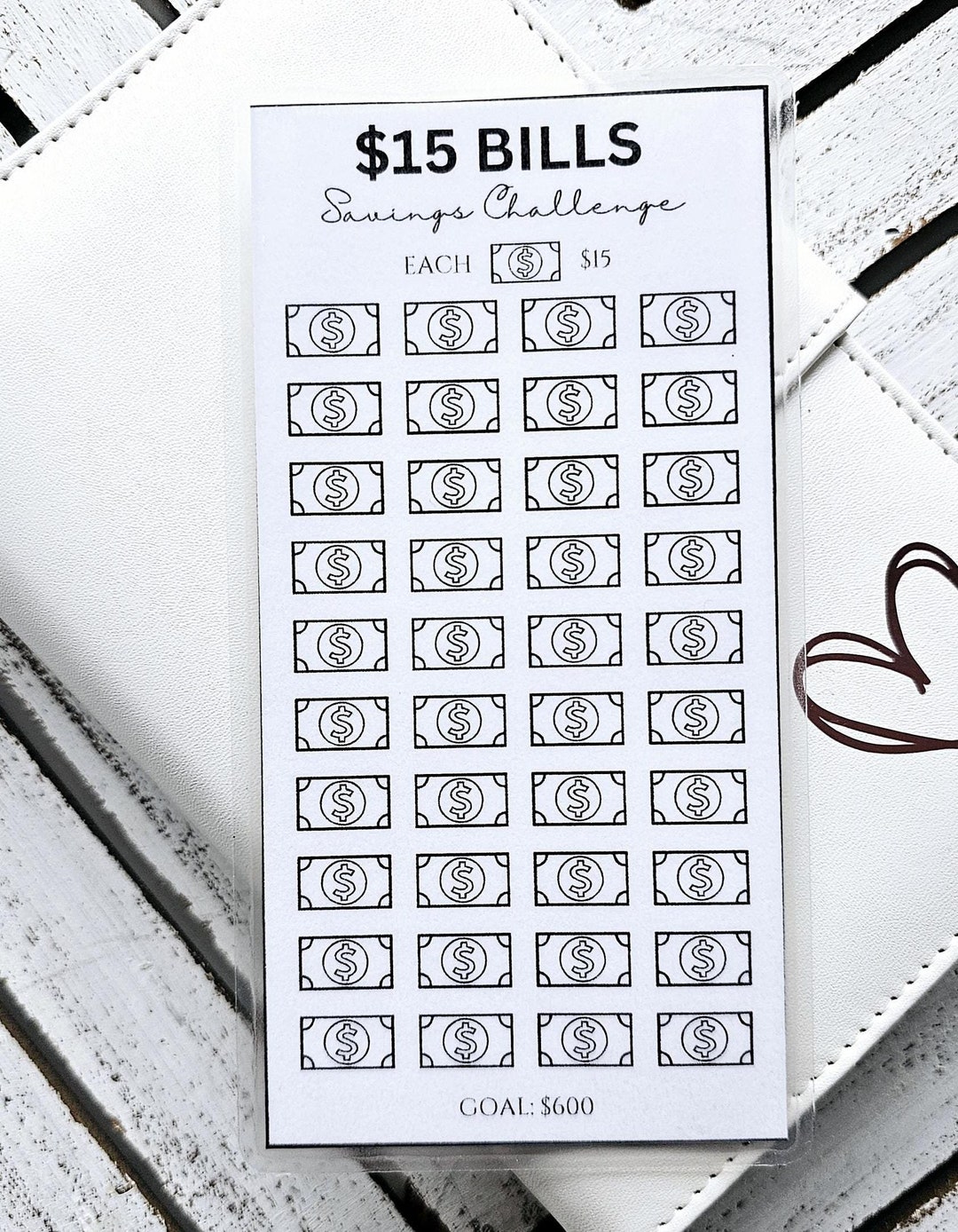 15 BILLS Reusable Laminated Savings Challenge | Compact, Durable, & Fun ...