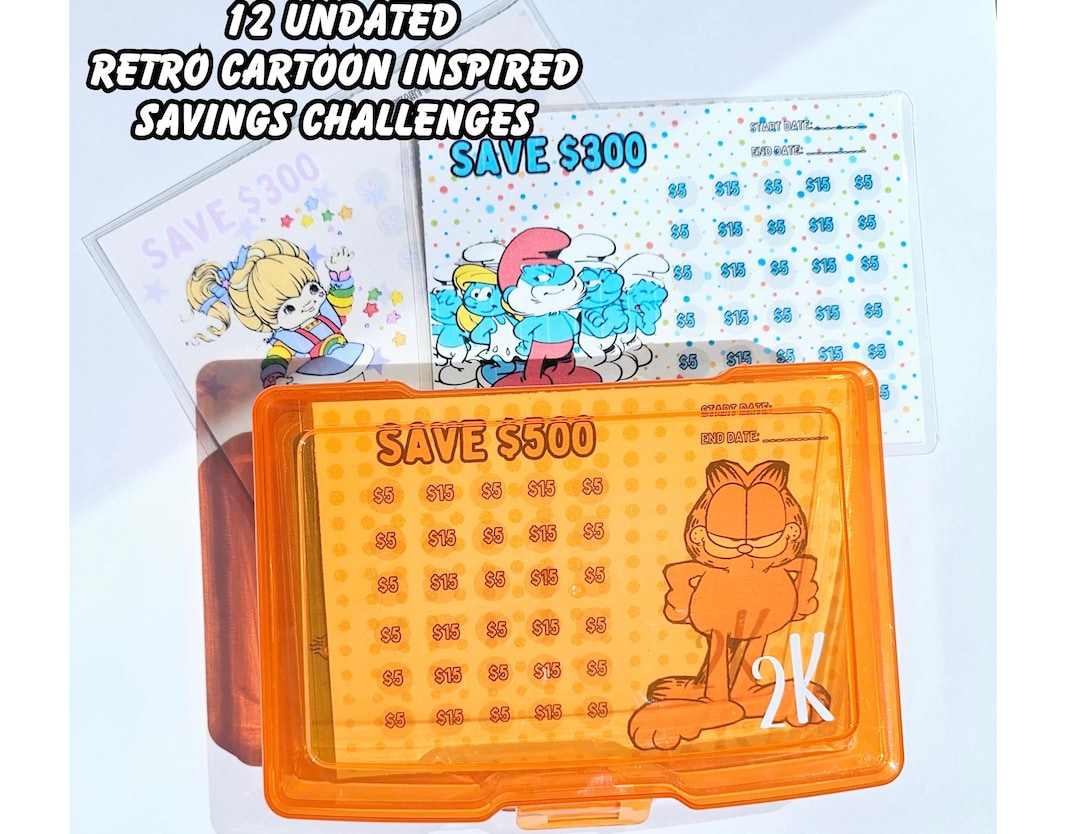 Retro Cartoon Mini Savings Challenge With Savings Box - Etsy