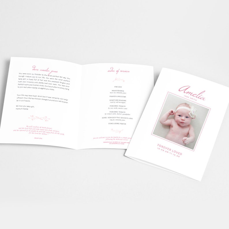 Editable Funeral Service Program Template for Baby or Child • INSTANT ...