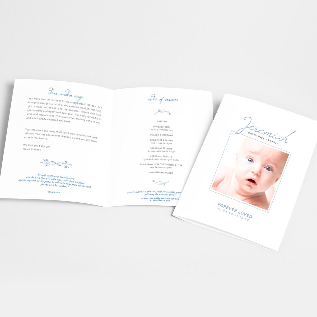 Editable Funeral Service Program Template for Baby or Child • INSTANT ...