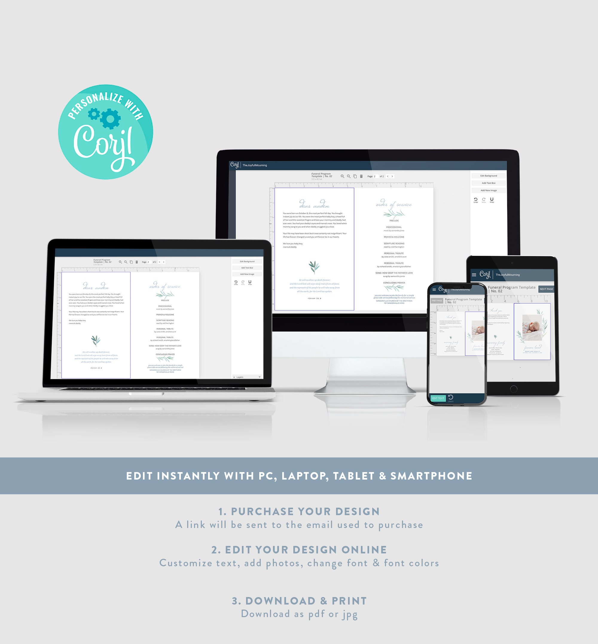 Editable Funeral Service Program Template for Baby or Child • INSTANT ...
