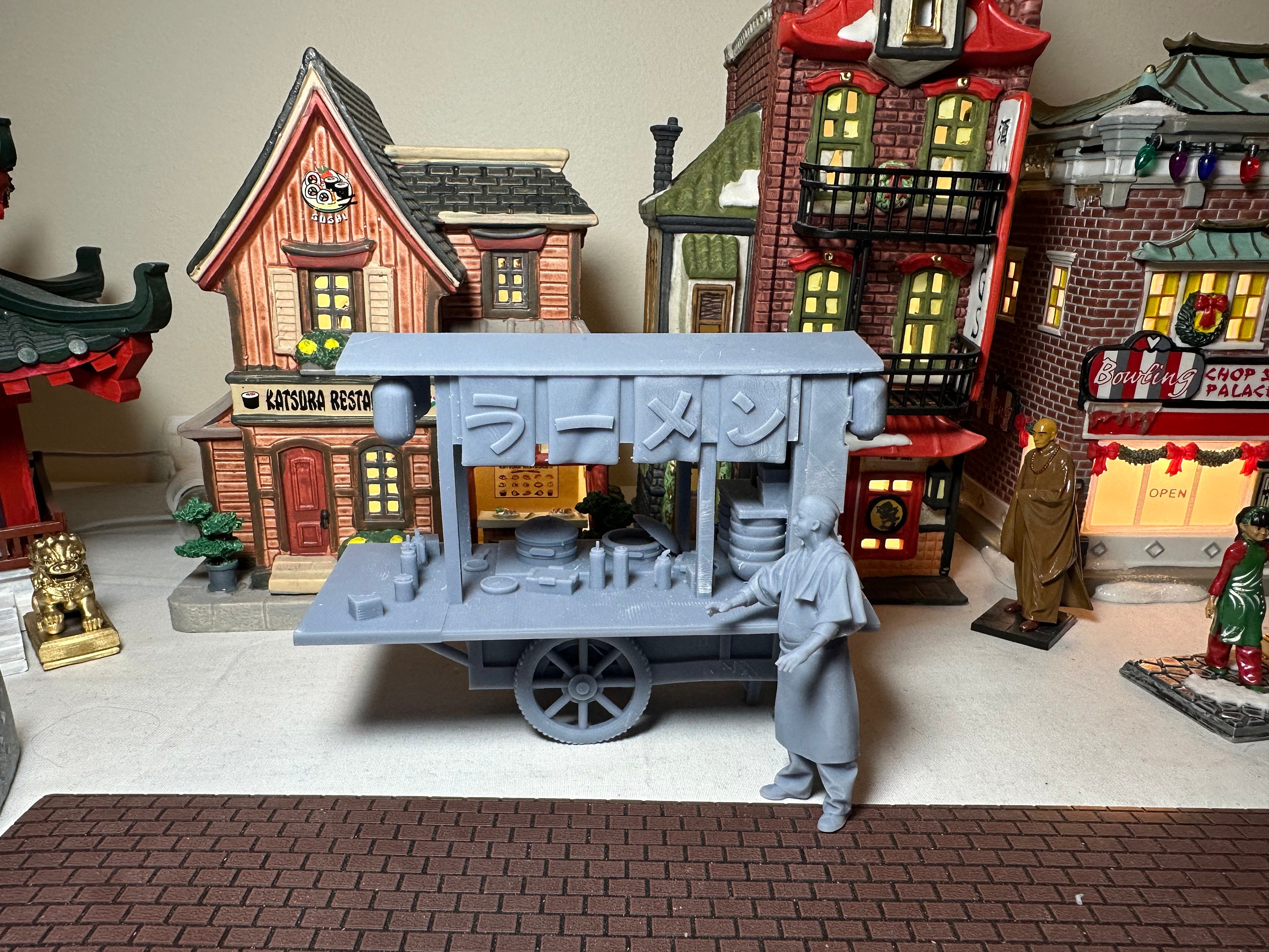Unpainted Christmas Village Japanese Noodle Cart and Cook Perfect for ...