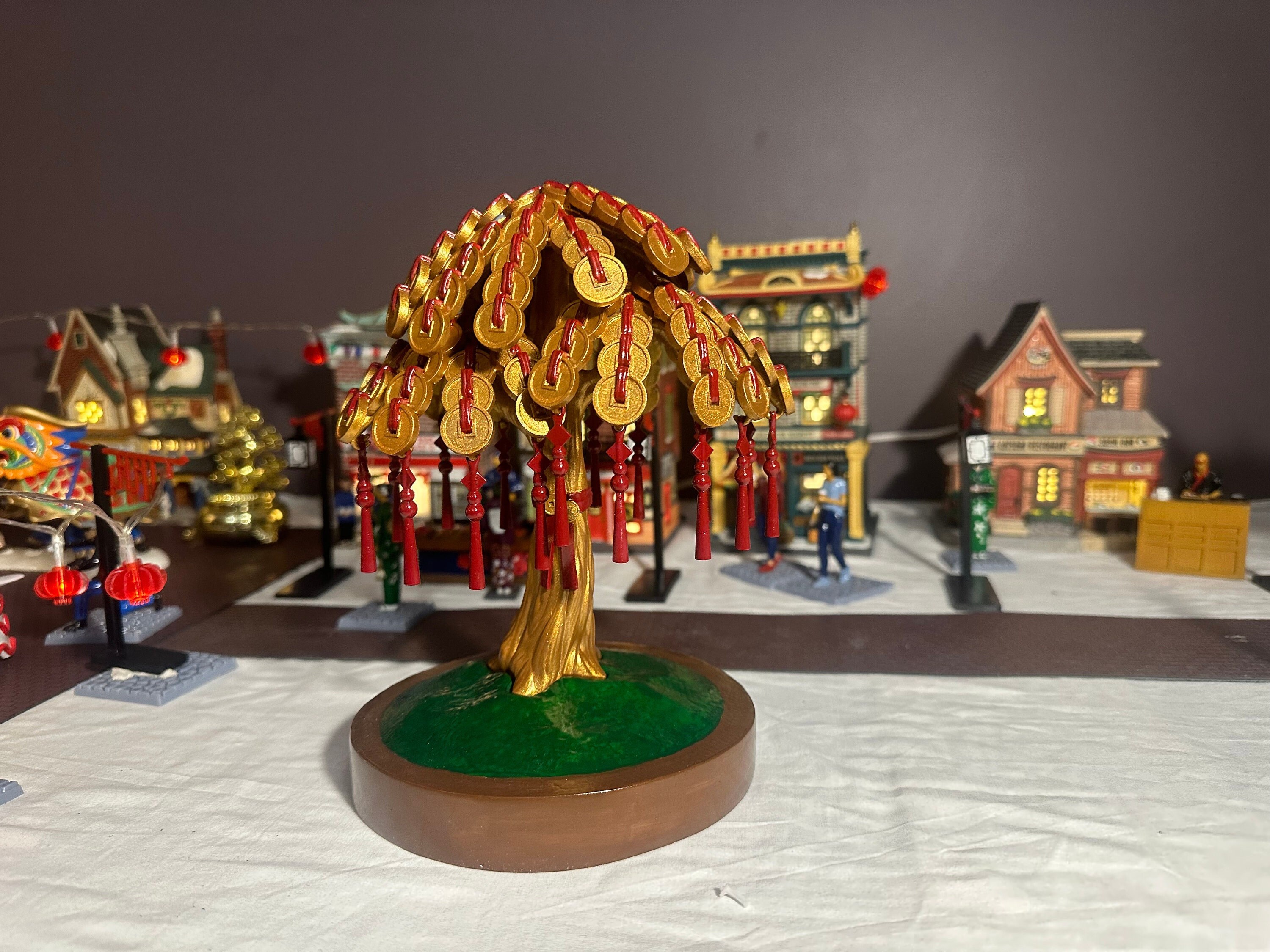 Painted Christmas Village Chinese Coin Tree Perfect for Department 56 ...