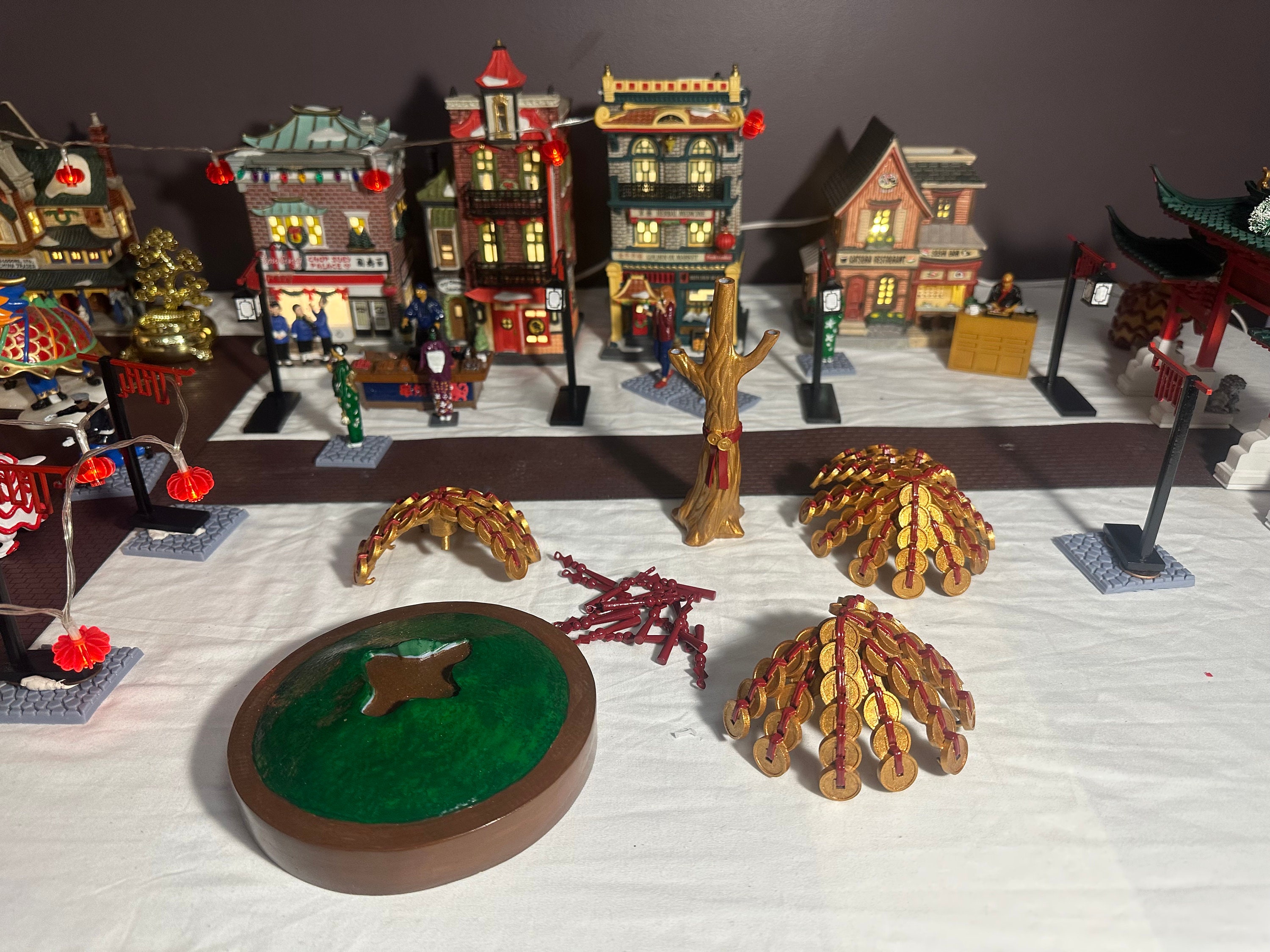 Painted Christmas Village Chinese Coin Tree Perfect for Department 56 ...