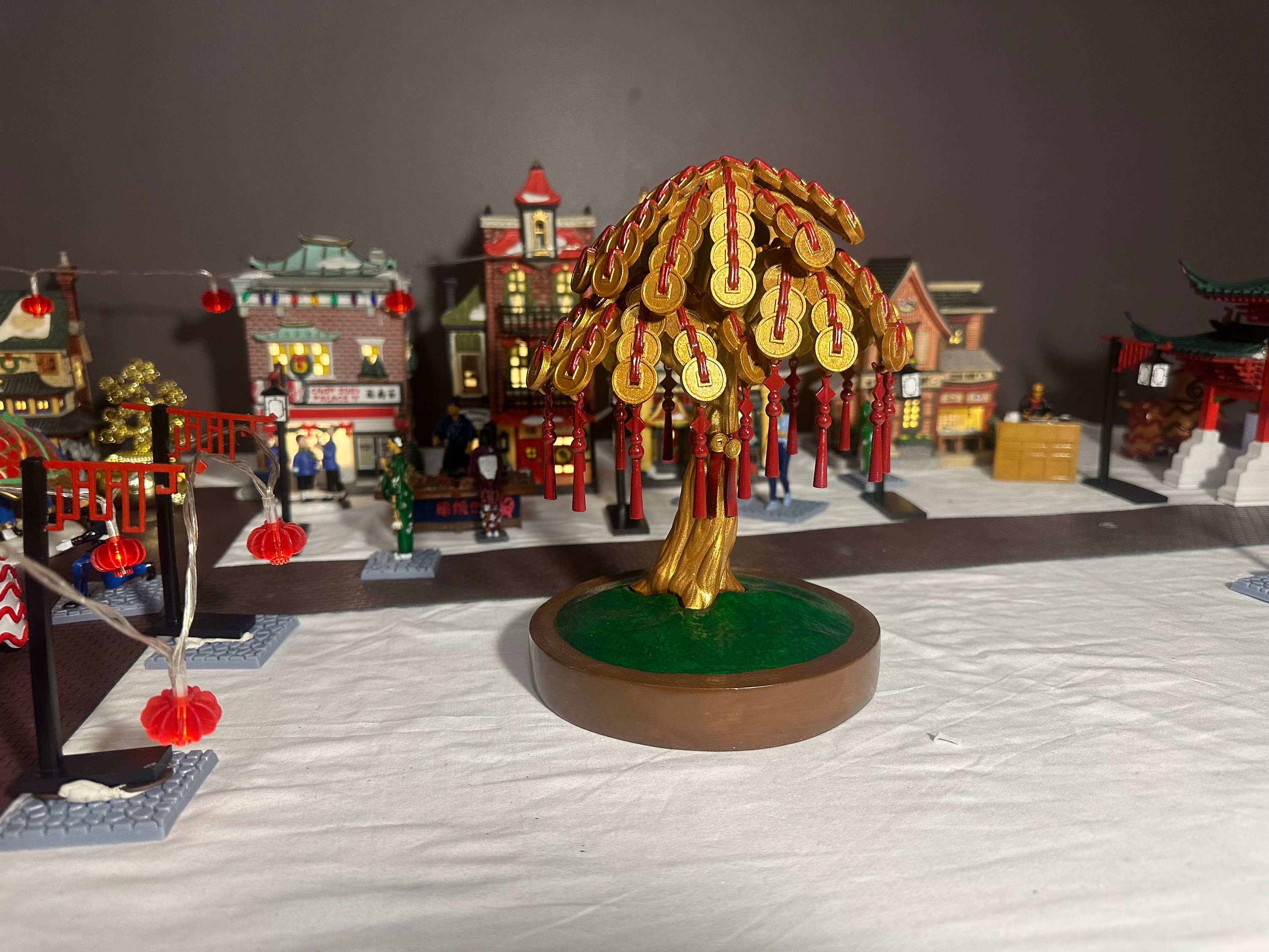 Painted Christmas Village Chinese Coin Tree Perfect for Department 56 ...