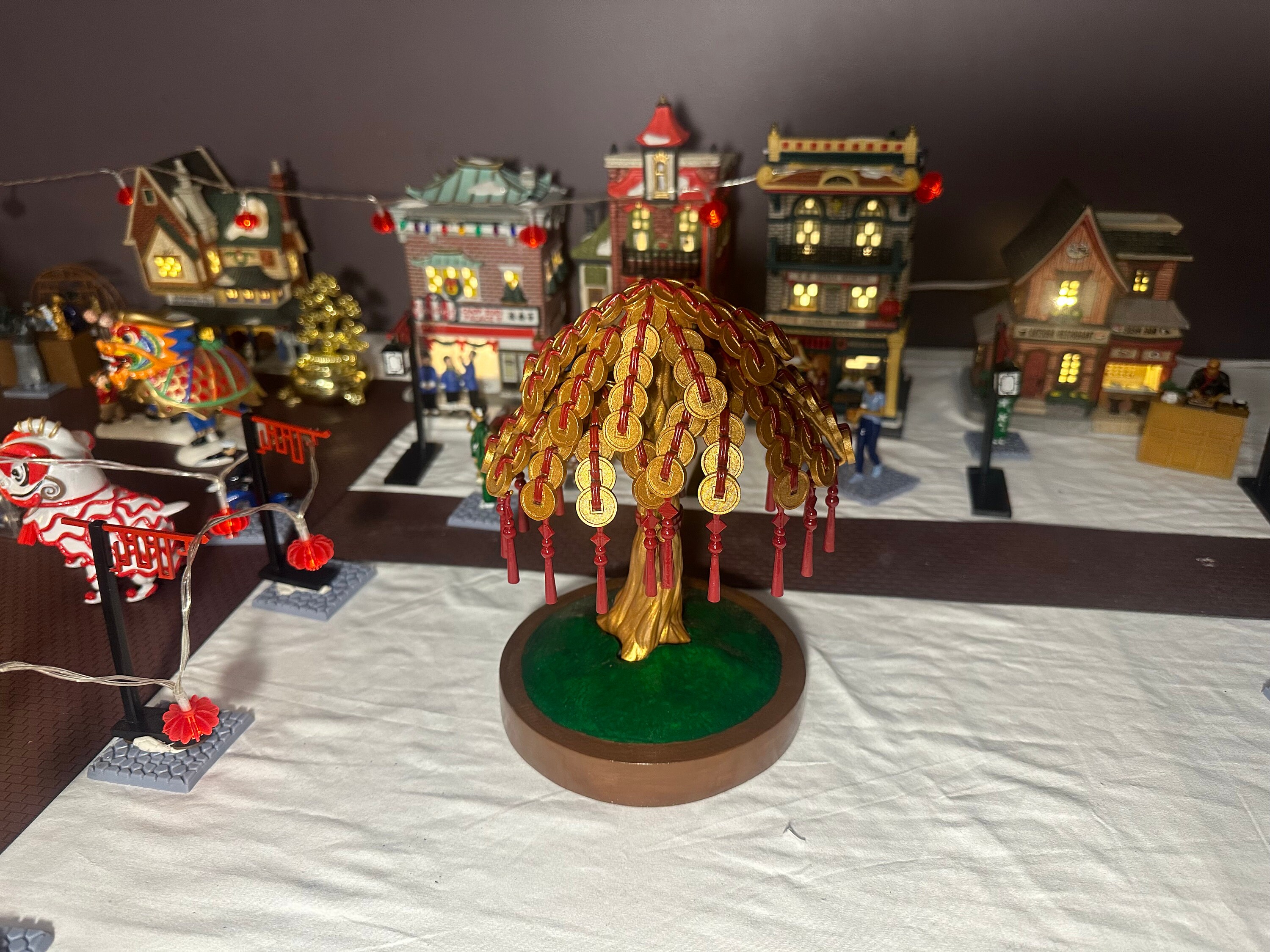 Painted Christmas Village Chinese Coin Tree Perfect for Department 56 ...