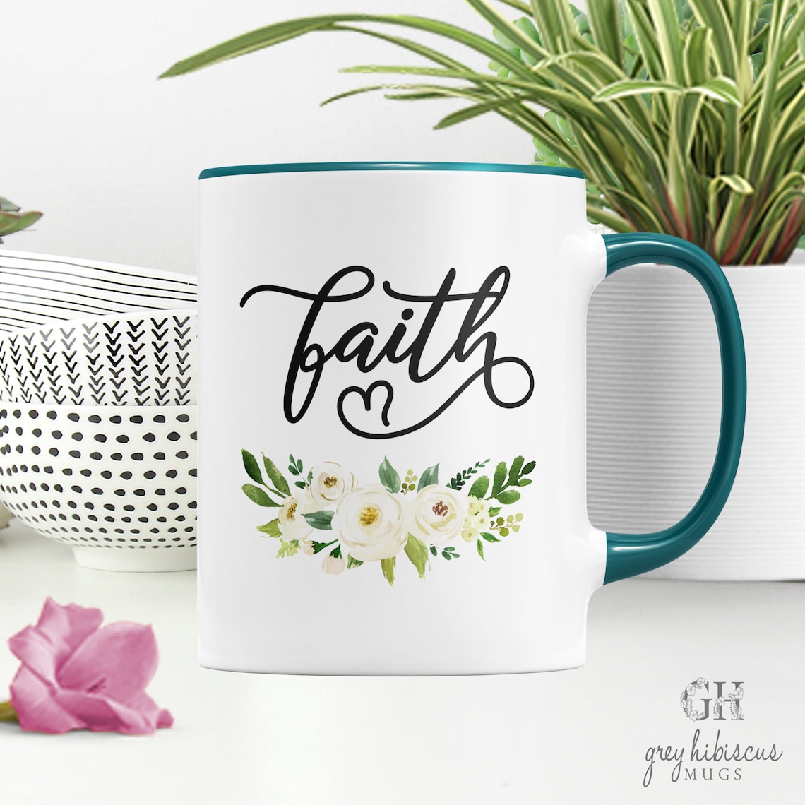 Faith Floral Mug Inspiration Quote Mug Christian Quote Mug | Etsy