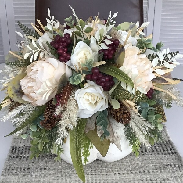 White Pumpkin Centerpiece - Etsy