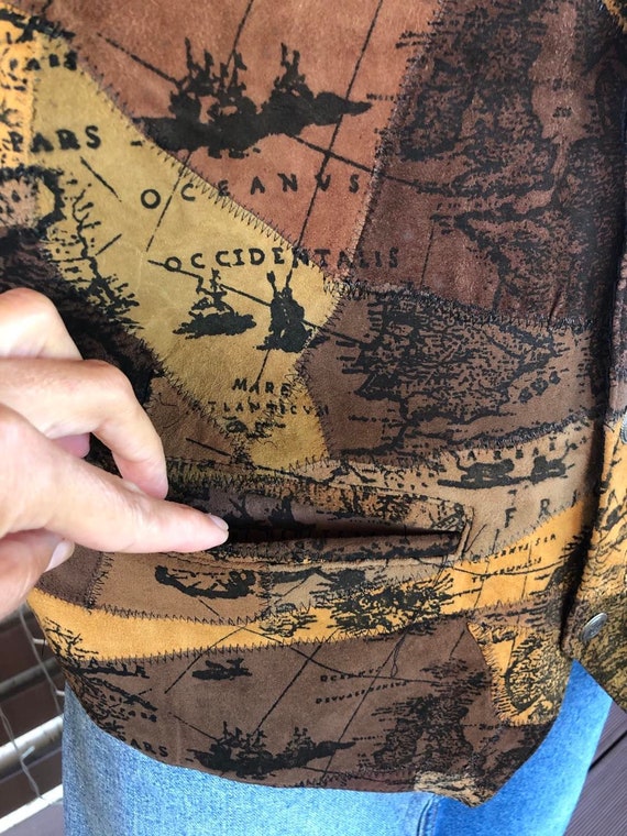 Brown Genuine Leather Men's Vest World Map Atlas Stea… - Gem