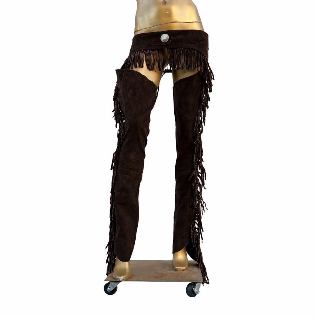 Equi-grip Brown Suede Fringe Chaps Western Festival Cowgirl S - Etsy