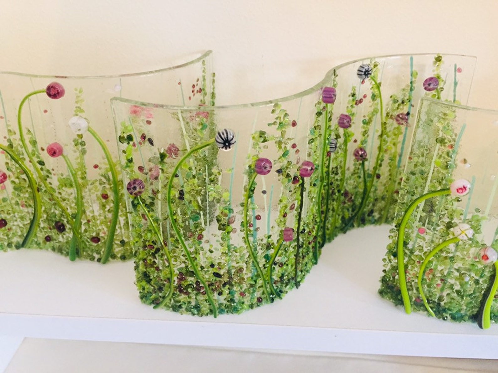 Fused Glass Meadow Wave- Various Colours - Etsy