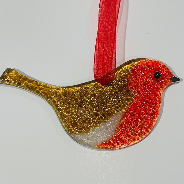 Glass Robin Ornament - Etsy UK