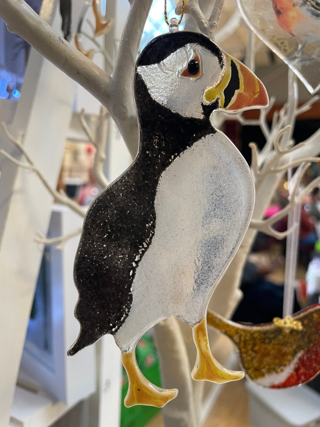 Fused Glass Puffin Decoration - With or Without Christmas Hat - Etsy