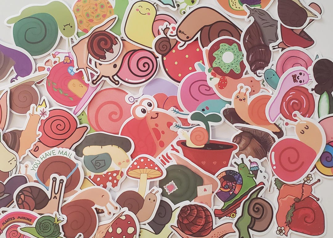 SNAIL Stickers, 5 PIECES, Colorful Snails, Sticker Set, UV Resistant ...