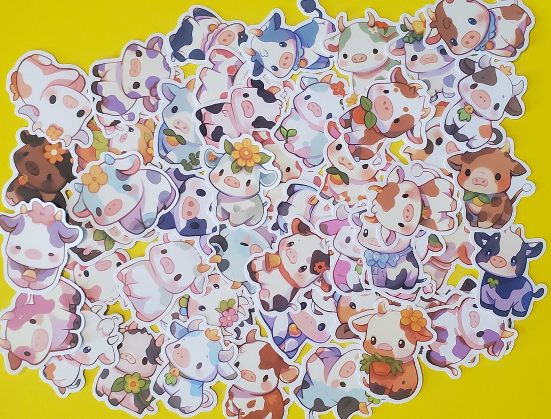 Cute COW Stickers, 10 PIECES, Set of Stickers, Baby Cow Sticker Set, UV ...