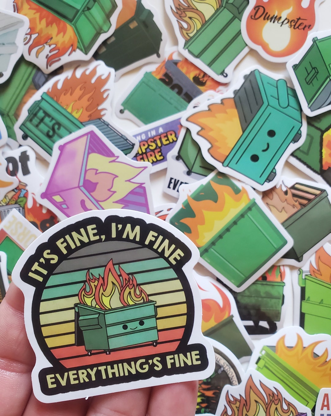 DUMPSTER FIRE Stickers, 7 Pieces, Sticker Set, Funny, Trash Fire ...