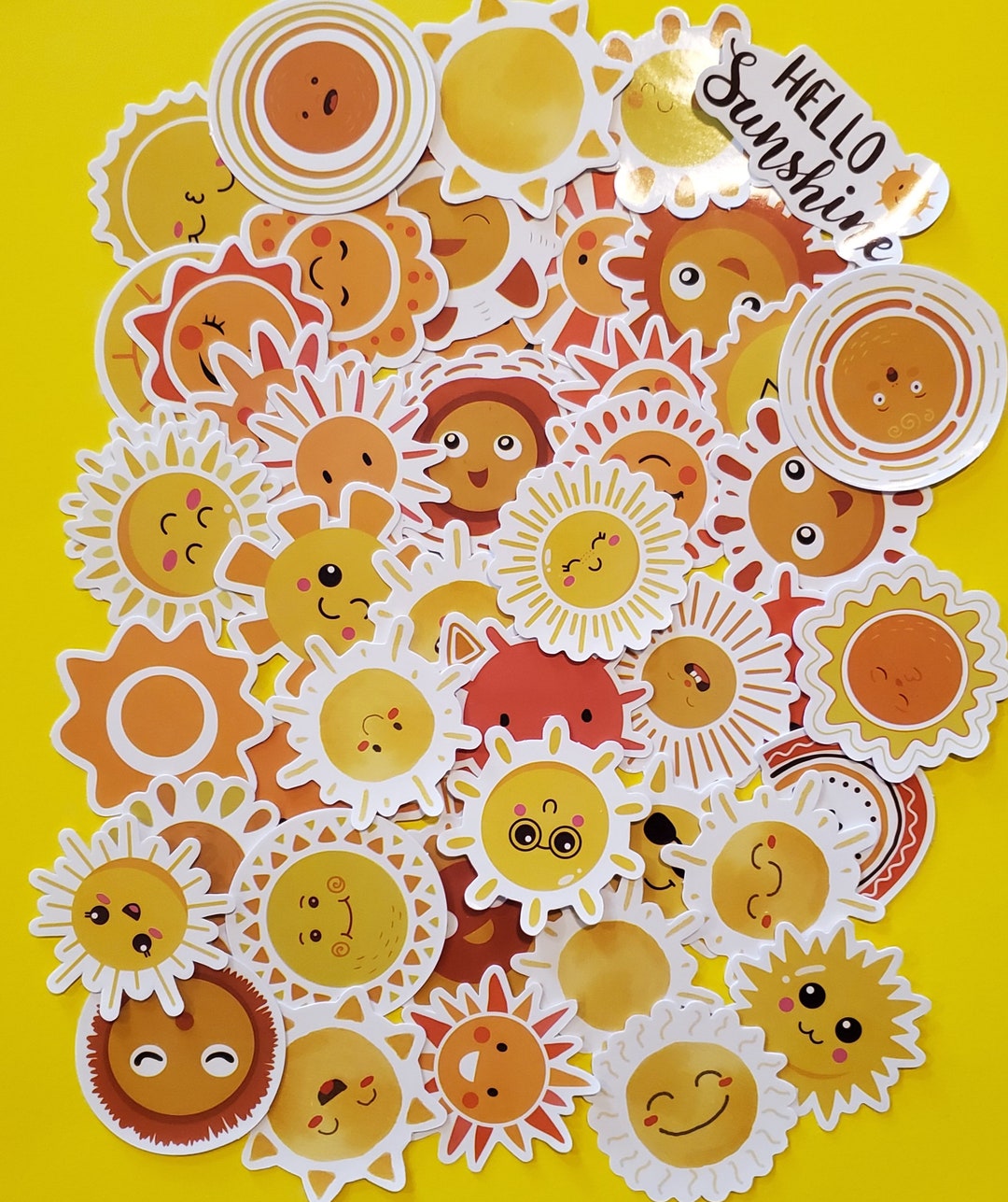 SUN Stickers, 10 PIECES, Set of Stickers, Cartoon Sun Sticker Set, UV ...