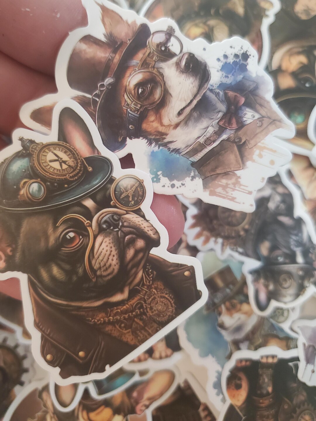 STEAMPUNK DOGS Sticker Set, 5 Pieces, Dogs, Hats, Gears, Steampunk, UV ...
