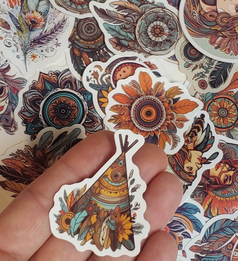 Native American Stickers 15 PIECES Feathers & Floral - Etsy