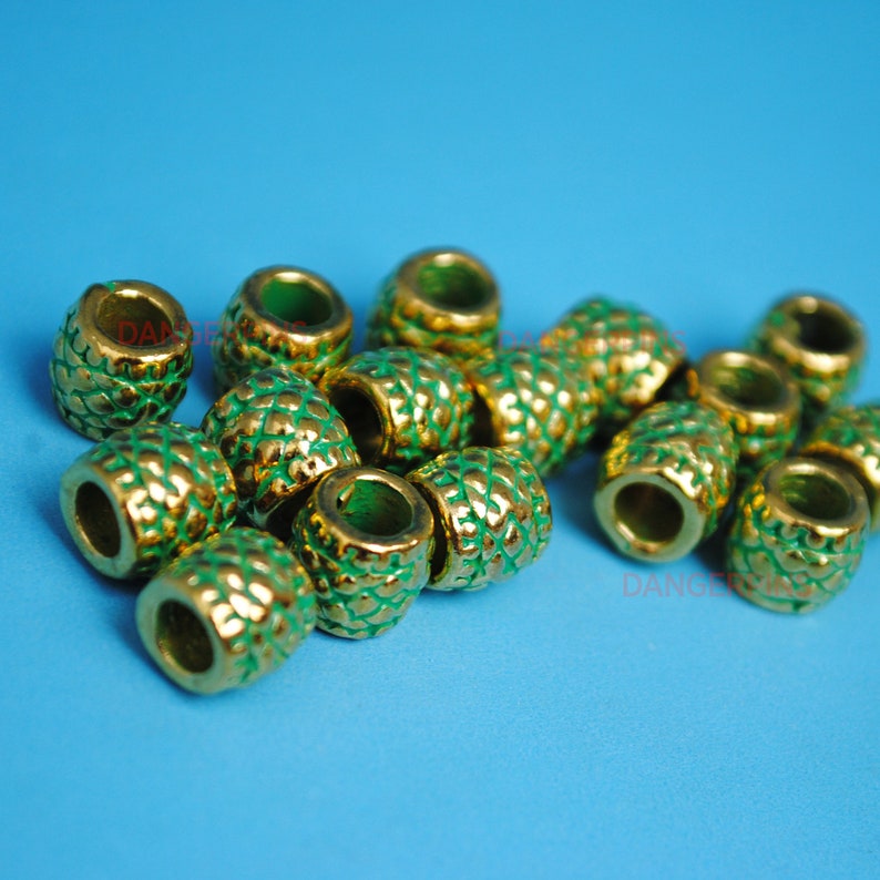 10 Verdigris Stamped Gold Color Hair / Braid Beads Alloy - Etsy
