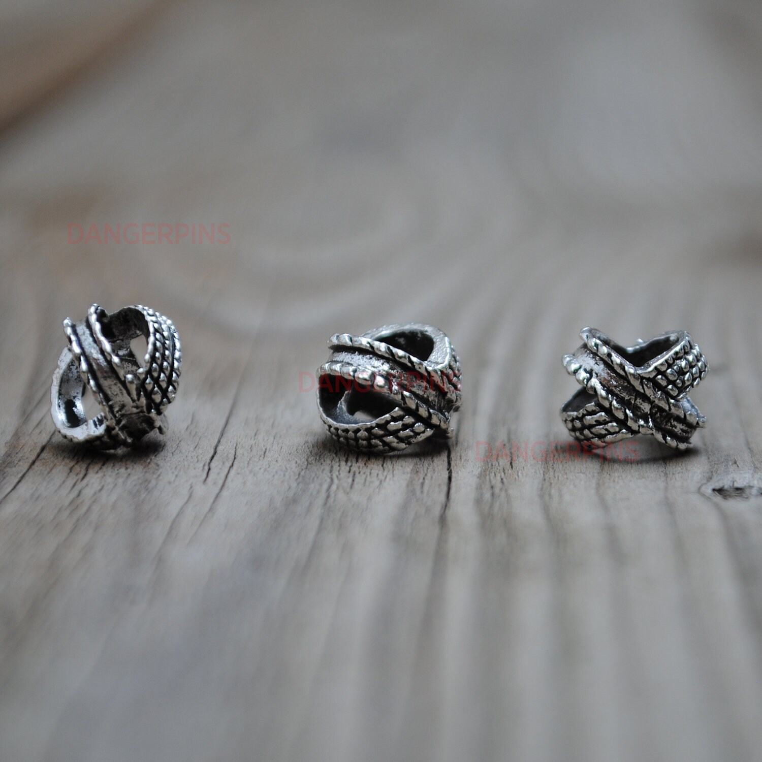 10 Cross Knot Celtic Knot Hair Beard Braid Beads - Alloy Metal Silver ...